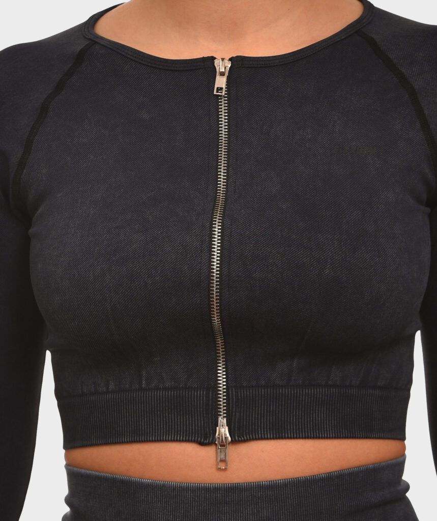 Long Sleeve Zip Crop Top Effect - Fitroom