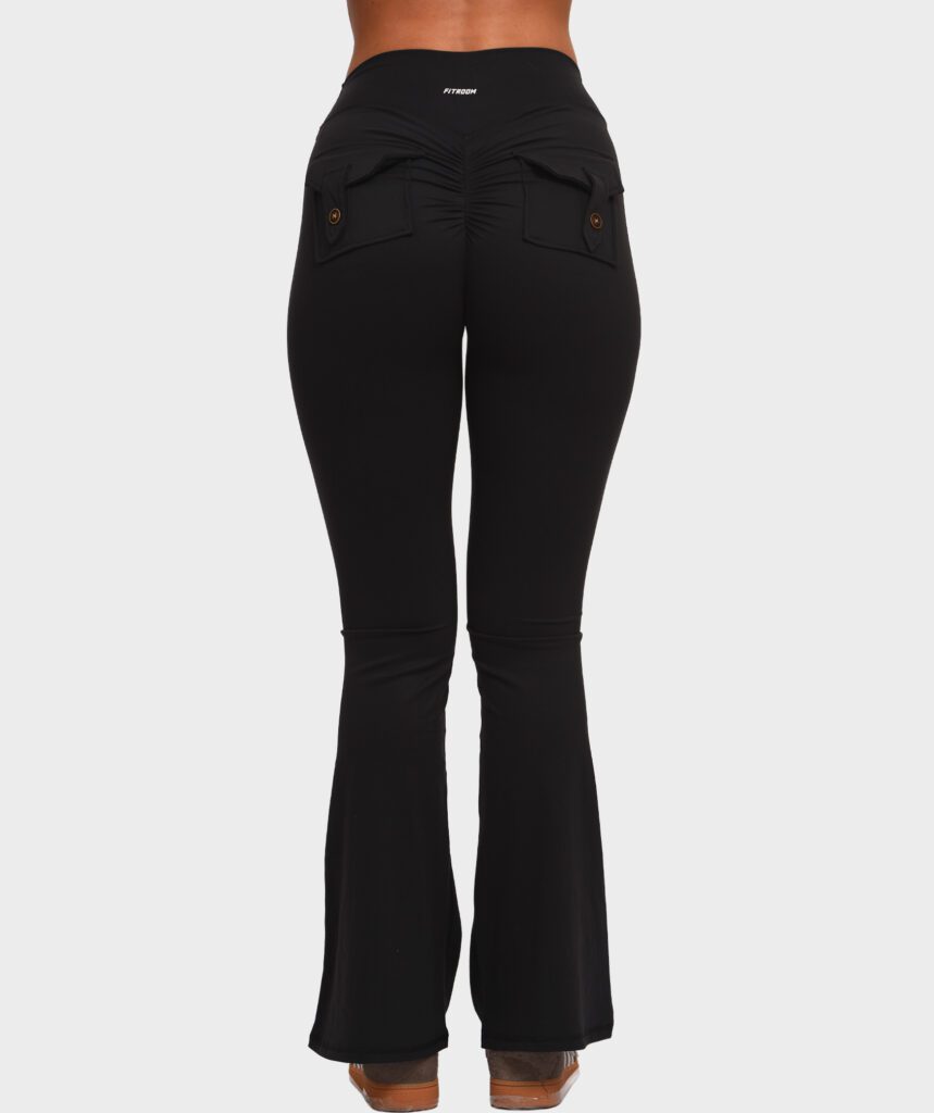Flared Push-up Leggings Black Pocket - Fitroom